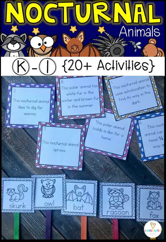 Nocturnal Animal Unit for Kindergarten (20+) Centers, Crafts, Science ...