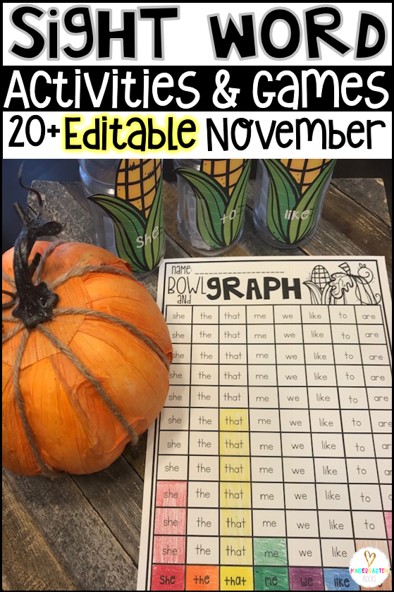 Editable Thanksgiving and Turkey Sight Word Games - Kindergarten Rocks ...