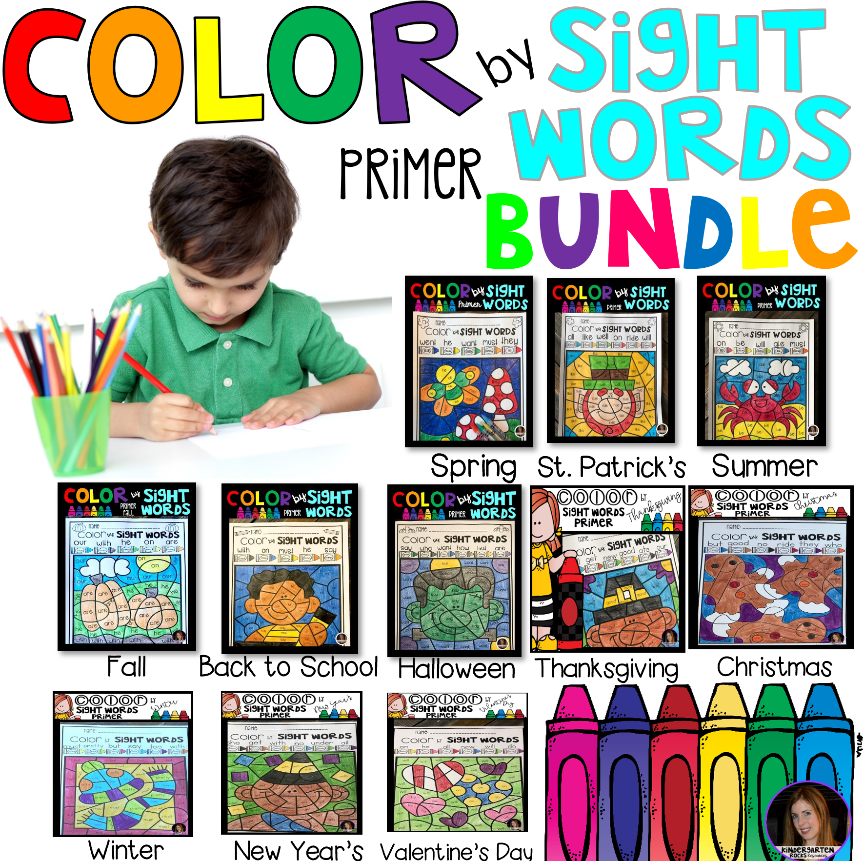 Spring Sight Word Activities Color by Sight Words Primer EDITABLE
