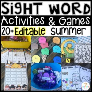 Summer themed sight word activities and Printables and games