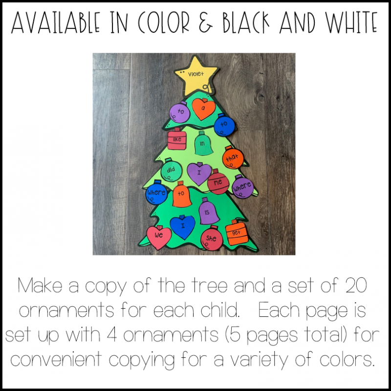Christmas Sight Word Activity Display Chart {EDITABLE} - Kindergarten