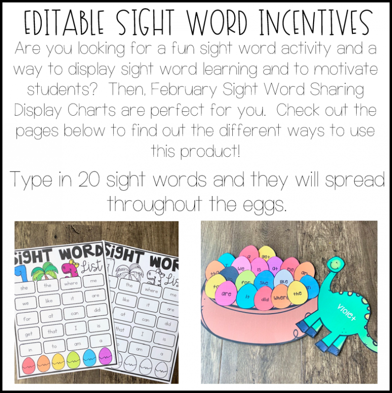 February Sight Word Display Freebie Editable - Kinder