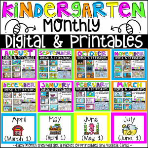 April Math and Literacy Printables and Digital Activities Kindergarten ...