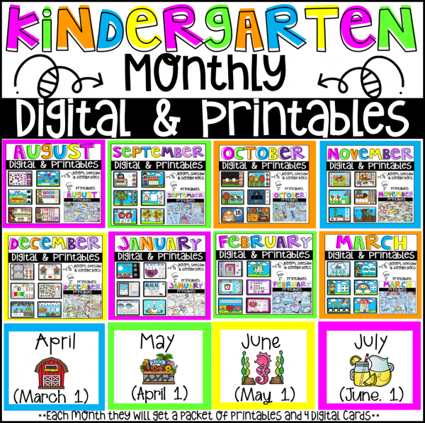 April Math and Literacy Printables and Digital Activities Kindergarten ...