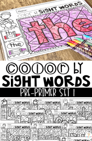 Sight Word Activities Color By Sight Words For Beginners Kindergarten 