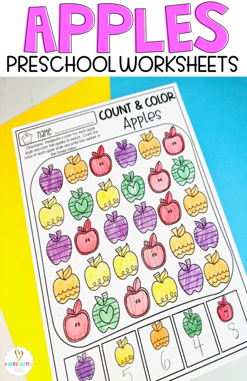 Apple Worksheets for Preschool - Kindergarten Rocks Resources