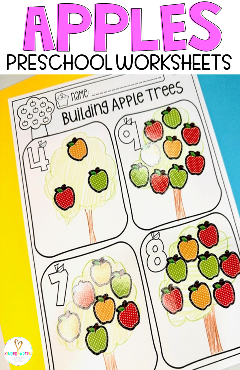 Apple Worksheets for Preschool - Kindergarten Rocks Resources