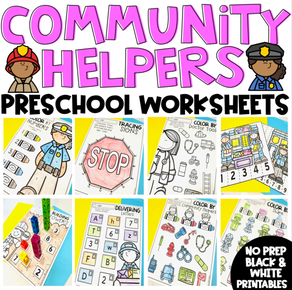 Community Helpers Math and Literacy Worksheets - Kindergarten Rocks ...