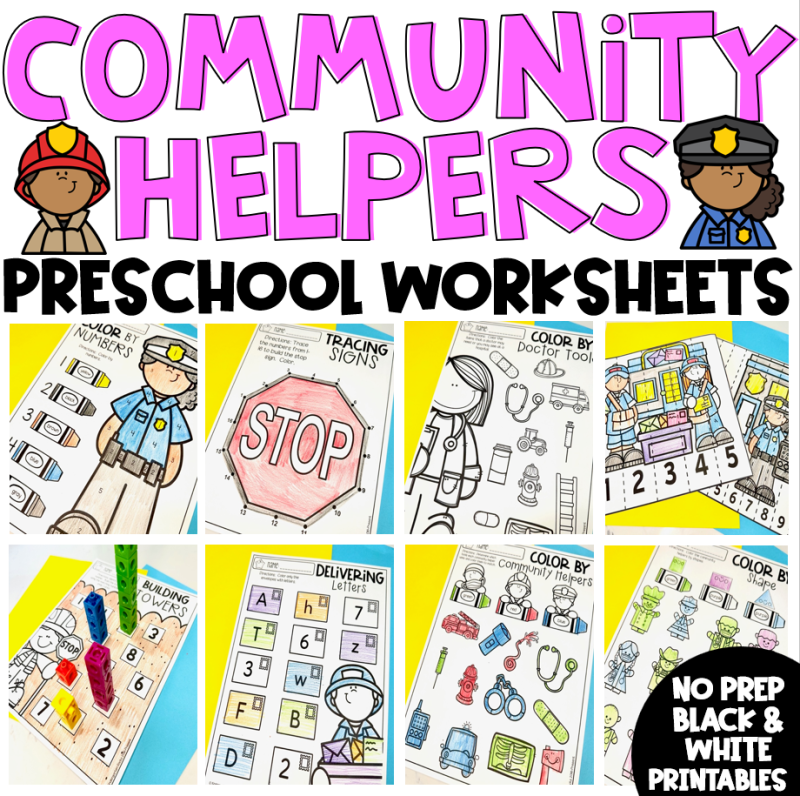 Community Helpers Math and Literacy Worksheets - Kindergarten Rocks ...