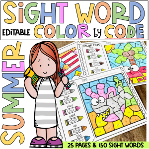 Editable Sight Word Activities Color by Code - Kindergarten Rocks Resources